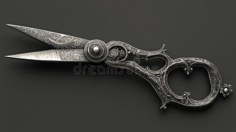 Closeup of an Ornate Hand Crafted Pair of Scissors Stock Illustration ...