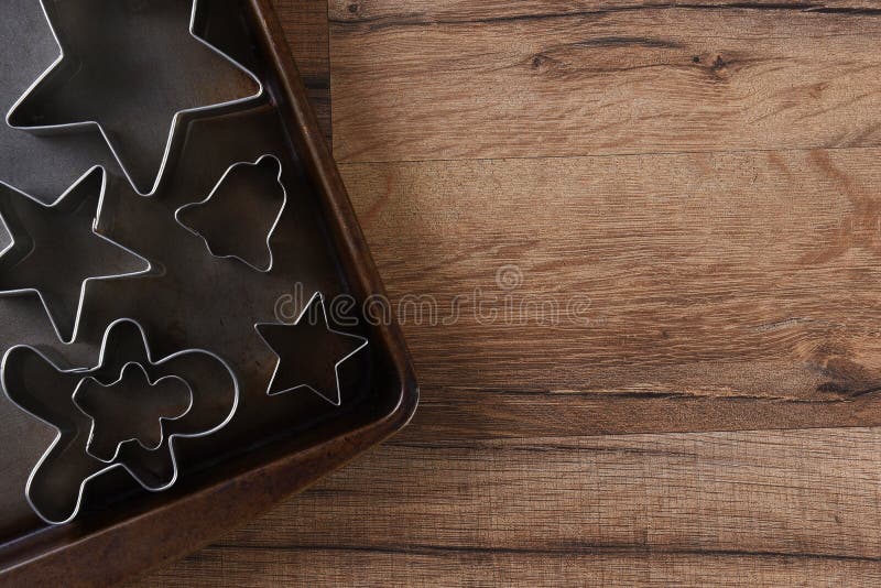 Closeup Overhead View of a Group of Assorted Cookie Cutters on a Stock ...