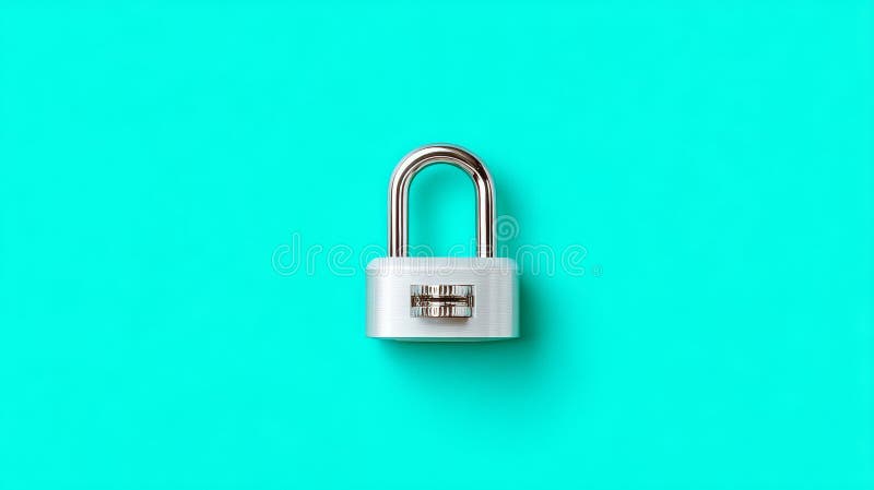 Closeup of Padlock on Vibrant Turquoise Background, Security and ...