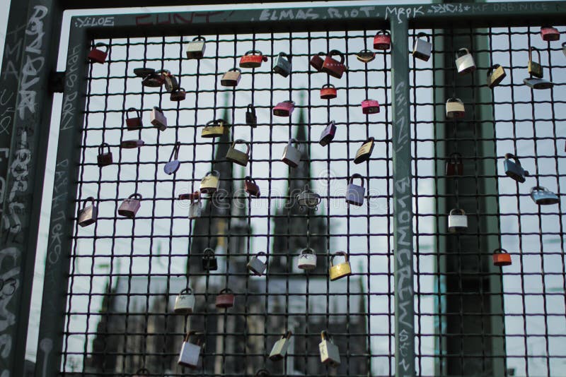 Closeup of Padlocks Locked on an Iron Gate Stock Image - Image of ...