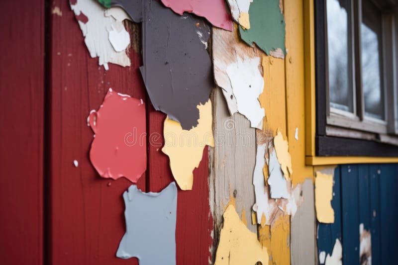 Closeup of Paint Chips Peeling Off a Wooden Wall Stock Photo - Image of ...