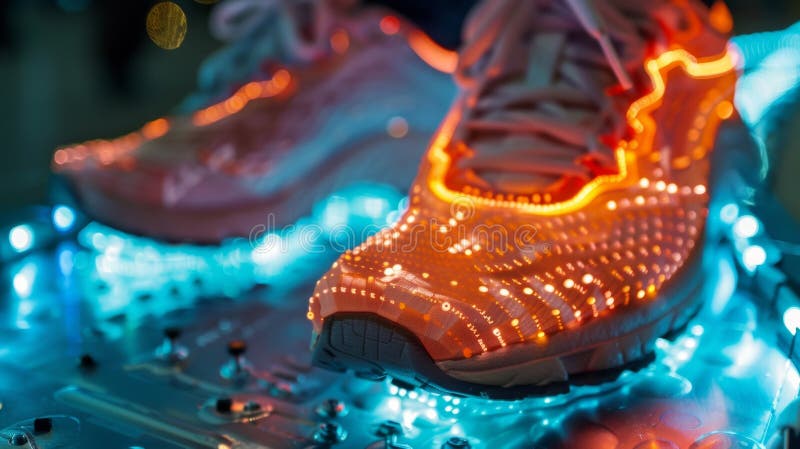 A Closeup of a Pair of Shoes with Tiny Microchips Embedded in the Soles ...