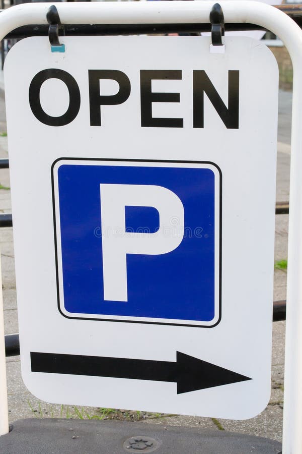 Closeup of a Parking Open Sign Stock Image - Image of park, parking ...