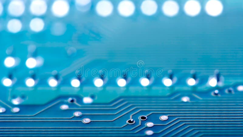 Closeup of Part of a Blue Circuit Board Stock Image - Image of board ...
