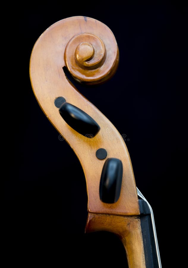 Closeup of Part String Instrument Cello with Snares and Scroll Stock ...