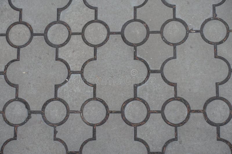 Closeup Pavement Curved Gray Interlocking Concrete Tiles Stock Photos ...