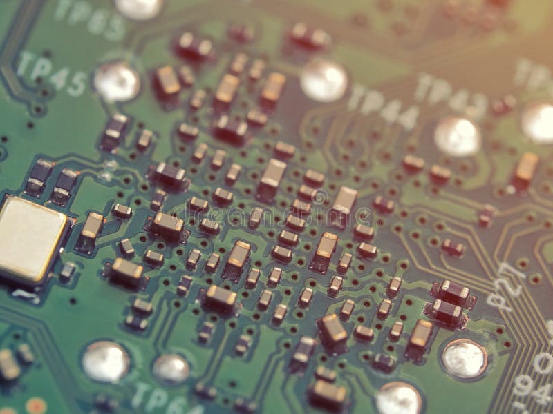 Closeup of PCB with Small Components on Its Surface. Electronics ...