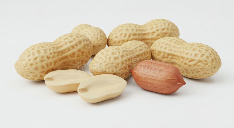 Close-up of Peanuts in Shells and Shelled Peanuts Stock Illustration ...