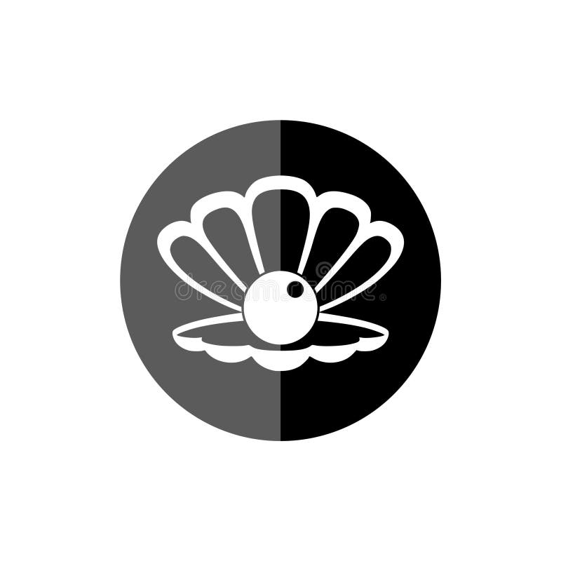 Closeup of Pearl and Shell Icon or Button Stock Vector - Illustration ...