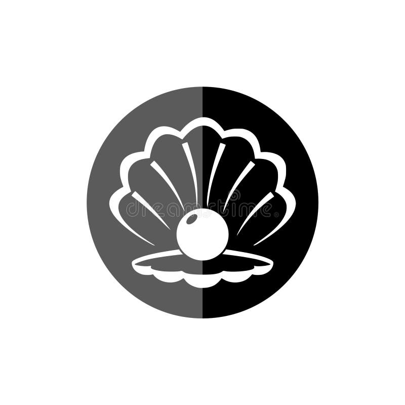 Closeup of Pearl and Shell Icon or Button Stock Vector - Illustration ...
