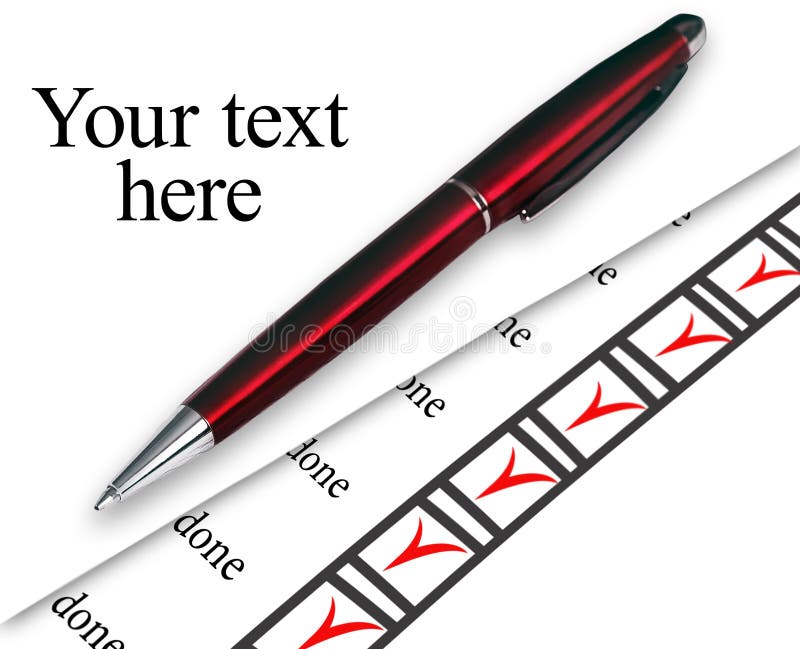 Closeup Pen Marked Done Things on White Stock Illustration ...