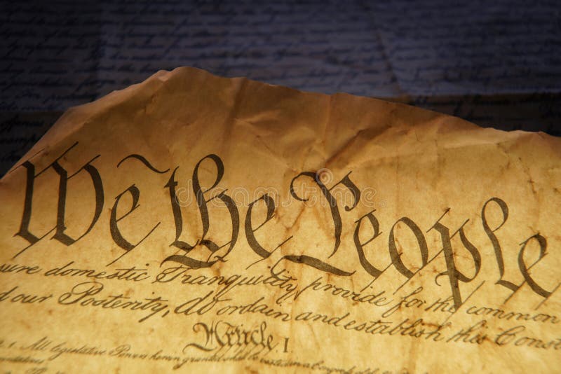 Closeup of we the People Text on the US Constitution Stock Image ...