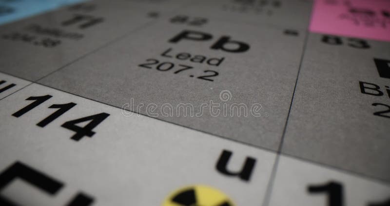 Closeup of Periodic Table of Elements with Emphasis on Lead Stock Video ...