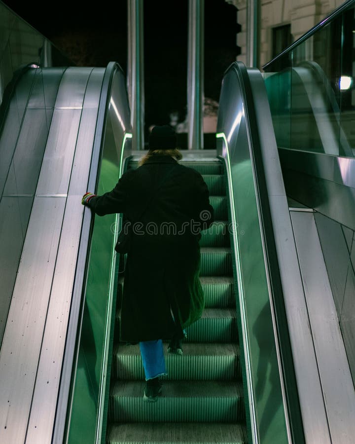 Closeup of a Person on a Escalator Stock Photo - Image of adult, woman ...