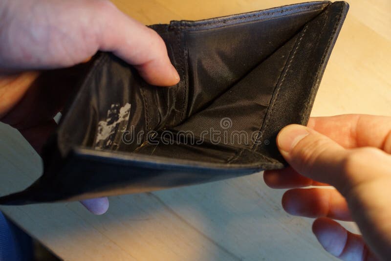 Closeup of a Person Opening an Empty Wallet - Concept of Crisis and ...