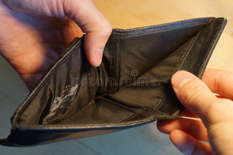 Closeup of a Person Opening an Empty Wallet - Concept of Crisis and ...
