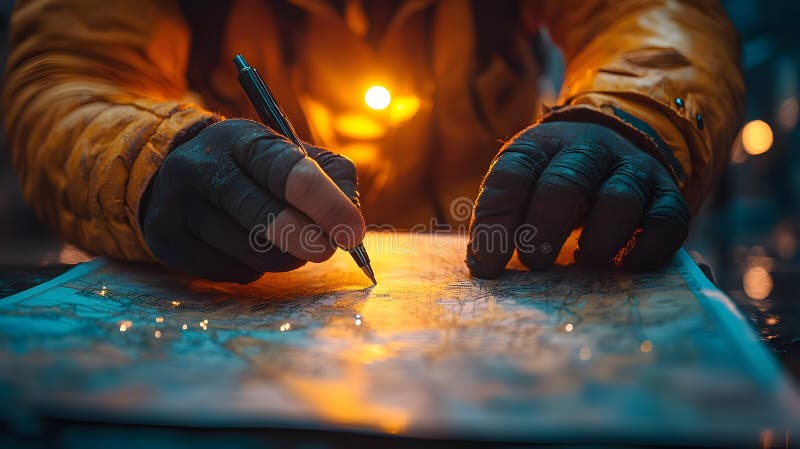 Closeup of a Person S Hands Marking a Map with a Pen - Realistic Image ...