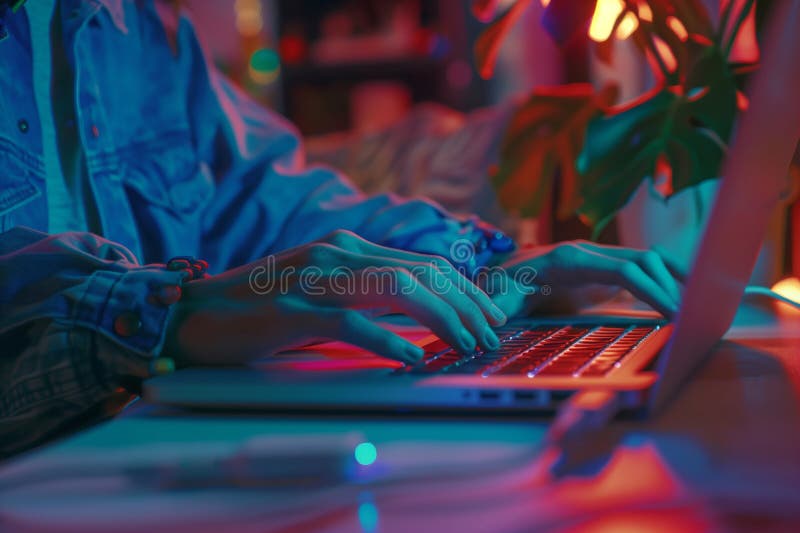 Person Typing on a Computer Keyboard, Businessman is Working in a ...