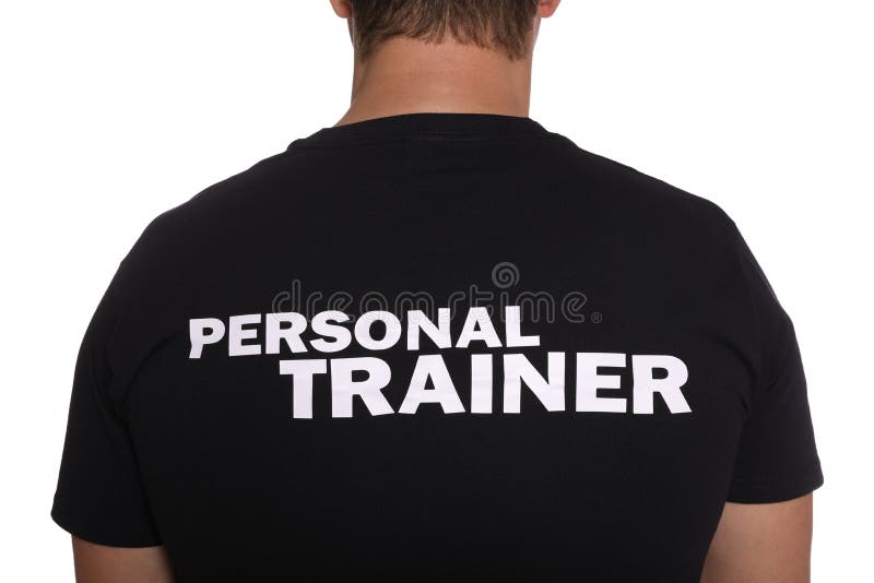 Closeup of Personal Trainer in Uniform on White Background, Back View ...