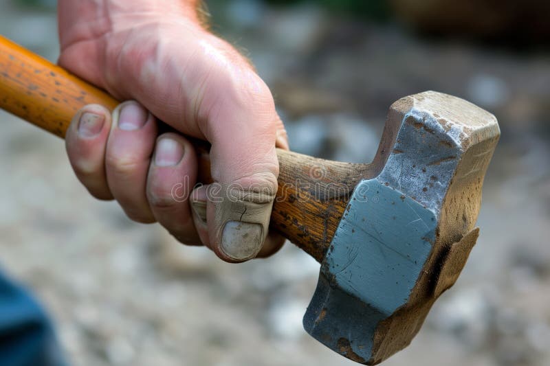Closeup of a Persons Hand Gripping a Hammer Handle Stock Image - Image ...