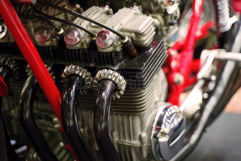 Closeup and Perspective View of Old Engine of 1970 S Chopper Motorbike ...