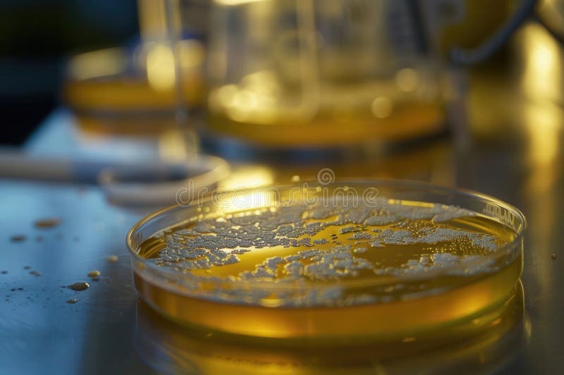 Closeup of a Petri Dish Showing Bacterial Growth As Part of an ...