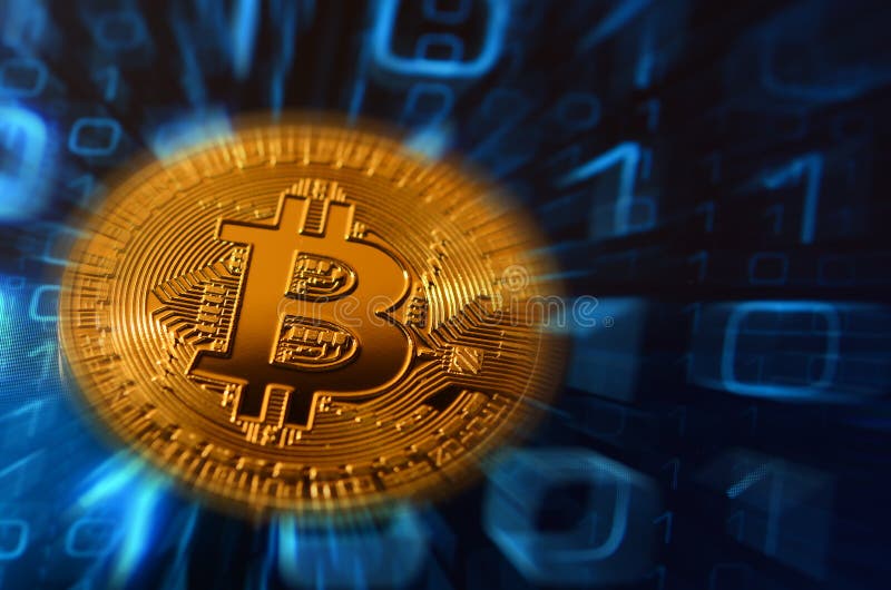 Closeup of Phisical Bitcoin Over Abstract Background. Stock ...
