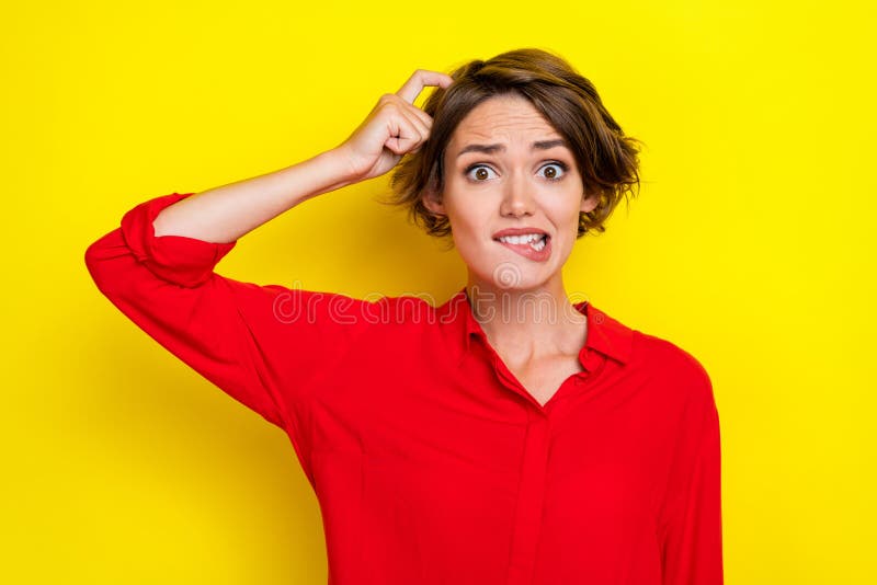 Closeup Photo of Adorable Nice Business Lady Thinking Solving Financial ...