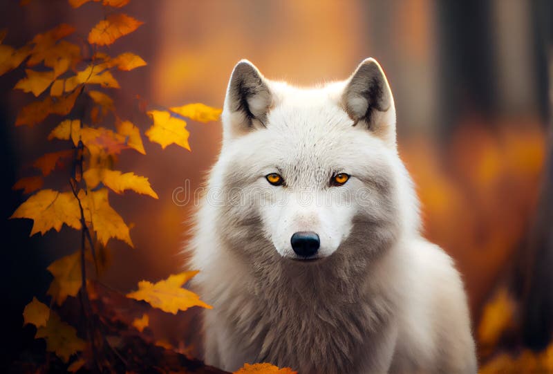 Closeup Photo of an Arctic Wolf in the Fall Ambient Stock Illustration ...