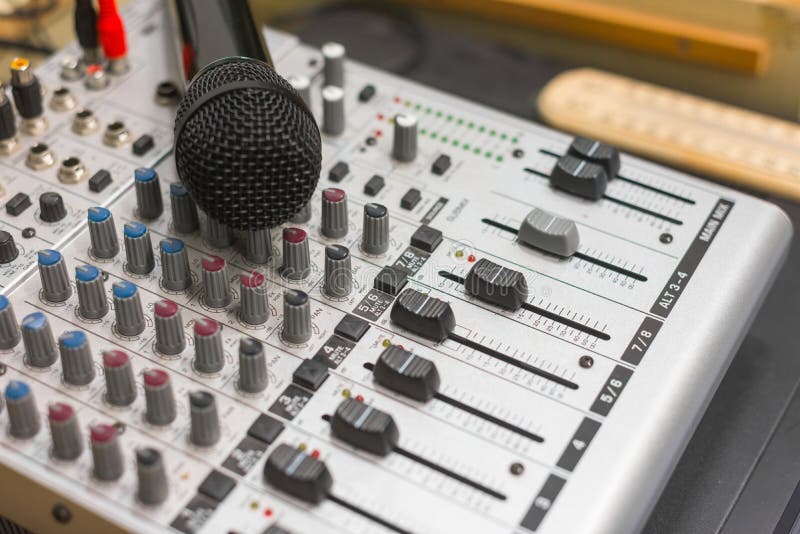 Closeup Photo of an Audio Mixer Stock Photo - Image of technology ...