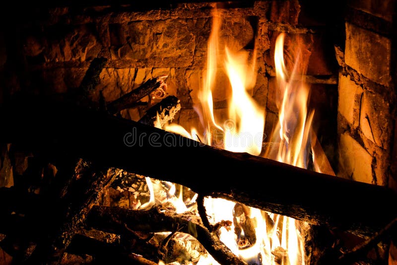 Closeup Photo of Blazing and Warming Fireplace in the Cold Evening ...
