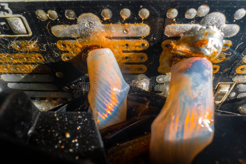 Closeup Photo of Damaged Circuit Board Stock Image - Image of ...