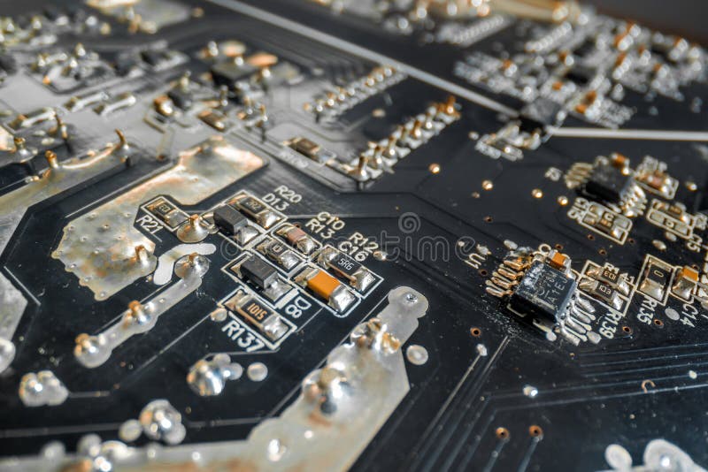 Closeup Photo of Damaged Circuit Board Stock Image - Image of ...