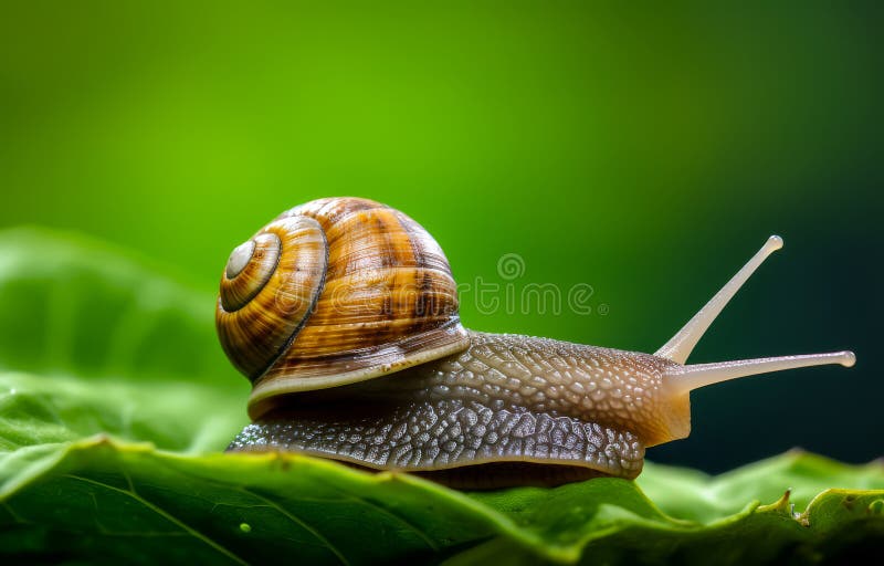 A Closeup Photo of an Elegant Snail with Its Shiny Brown Shell Stock ...