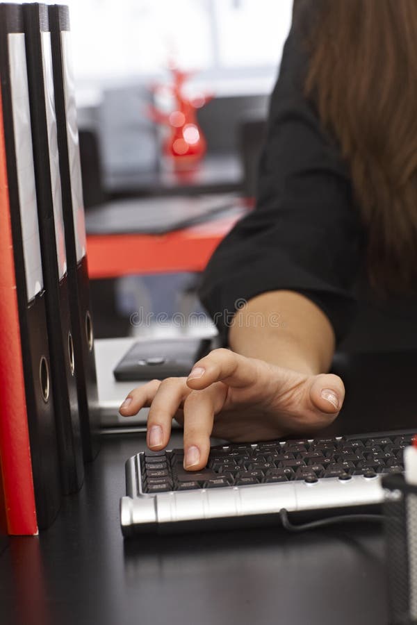 Closeup Photo of Female Hand on Keyboard Stock Photo - Image of color ...