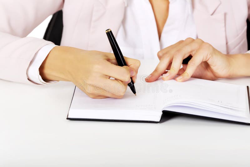 Closeup Photo of Female Hand Writing Notes Stock Image - Image of note ...