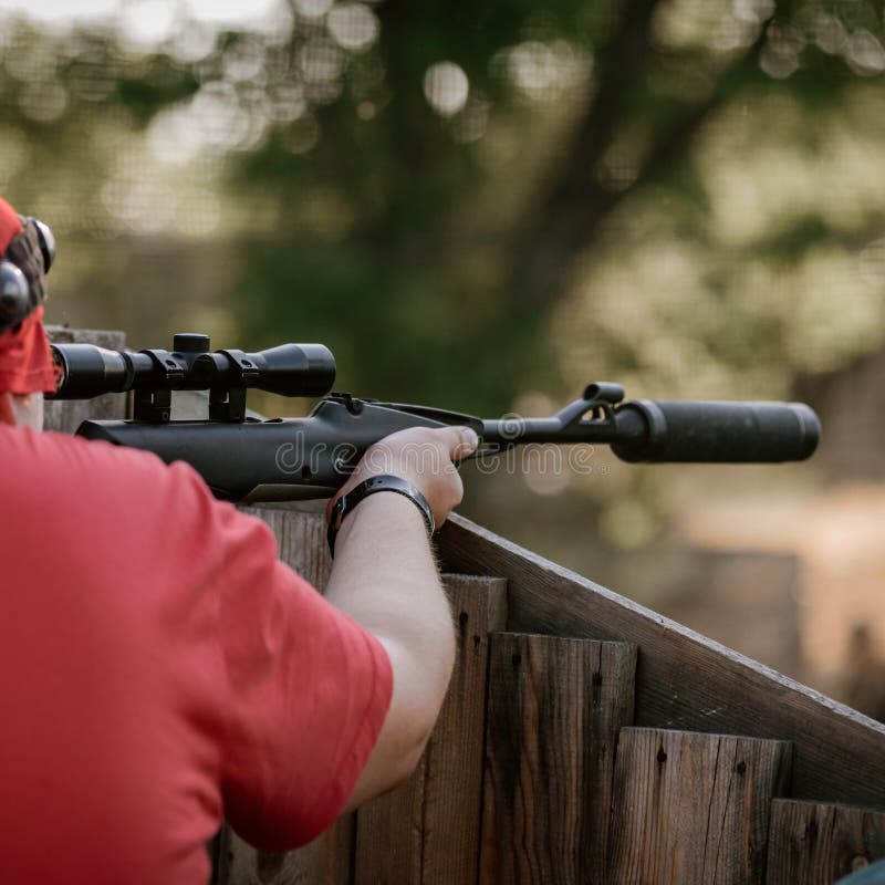 Player aiming gun editorial photo. Image of hobby, shelter - 123790226