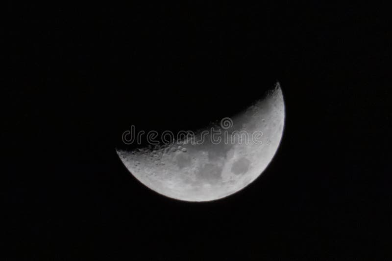 Closeup Photo of Moon on Blue Sky. Realistic Photo of Half Moon Stock ...