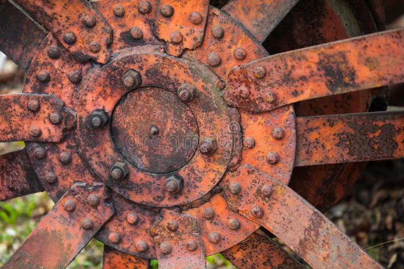 Old Wagon Wheel of Wood with Rusty Hub Stock Image - Image of rusty ...