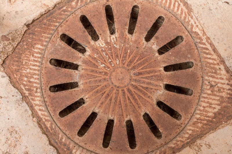 Closeup photo of old sewer stock image. Image of rust - 97624273