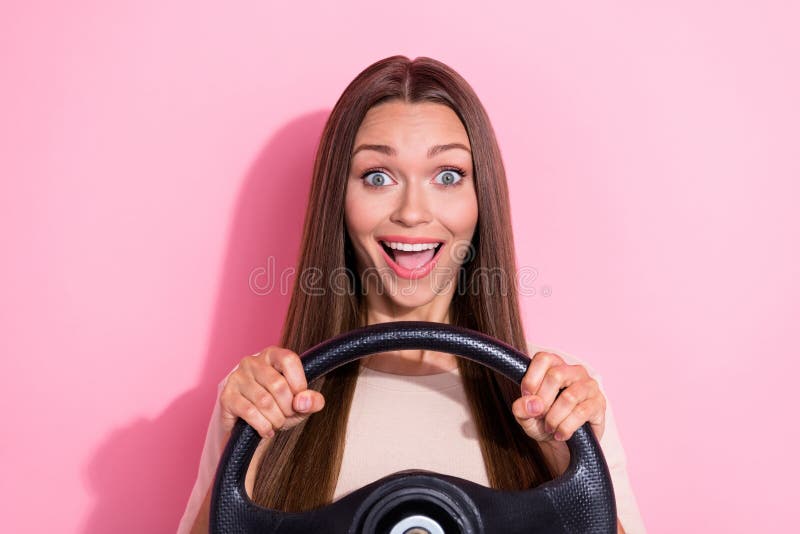 Closeup Photo Of Young Crazy Funny Excited Woman Brown Hair Shocked
