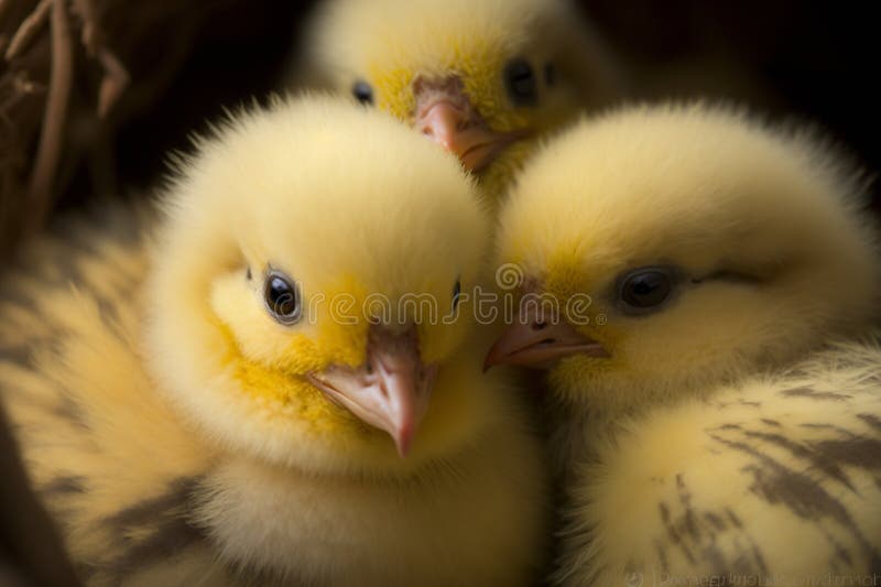 Closeup Photograph of One Day Old Chickens Stock Illustration ...
