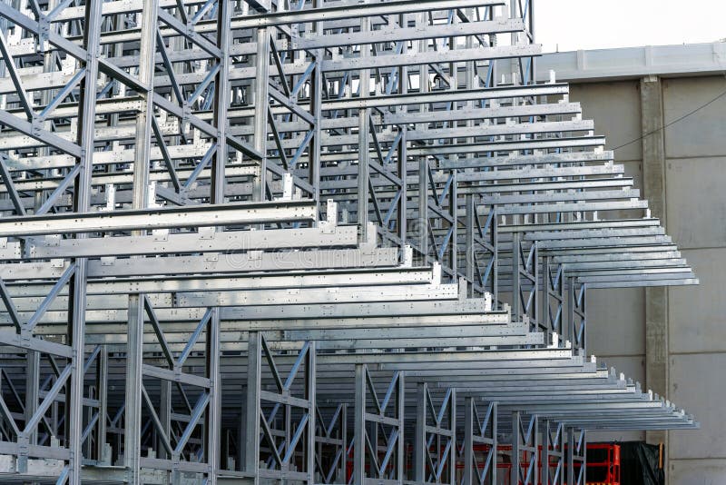 Closeup Photograph with Selective Focus of Steel Structure Clad Rack ...