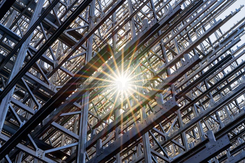 Closeup Photograph with Selective Focus of Steel Structure Clad Rack ...