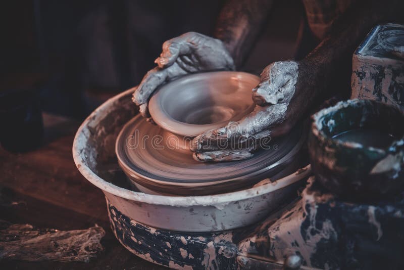 Photoshoot of Working Process with Clay by Diligent Man. Stock Photo ...