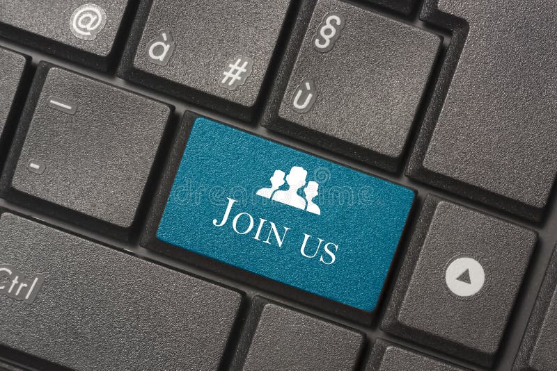 Closeup Picture of Join Us Button of Keyboard of a Modern Computer ...