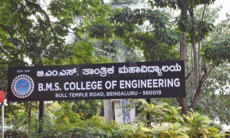 Closeup Picture of the Name Board at BMS College of Engineering in Bangalore, India Editorial ...