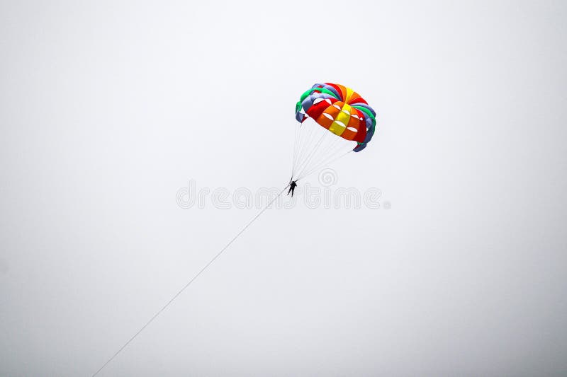 The Closeup Picture of Parachute in the Sky a Man Doing Para Gliding ...