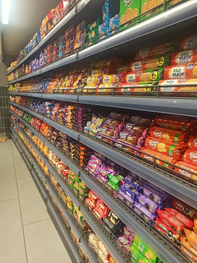 A Closeup Picture of Various Biscuits Packets in a Supermarket ...