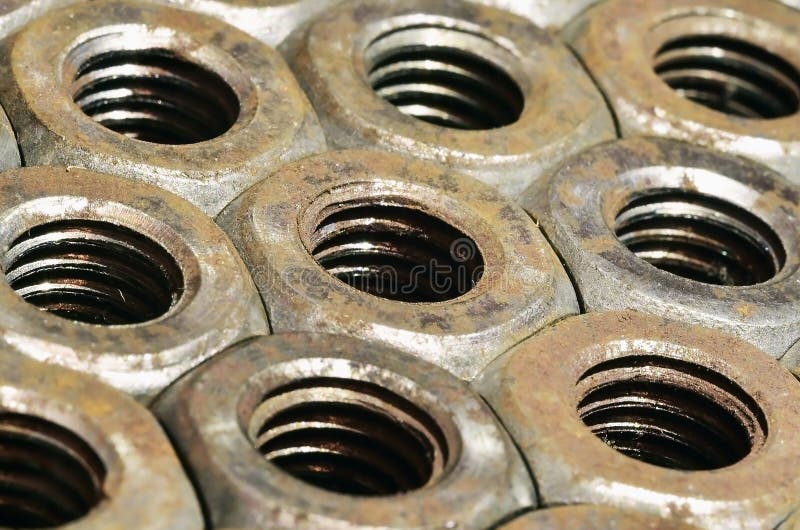 Close-up of rusty nuts stock image. Image of metal, accessory - 117264681